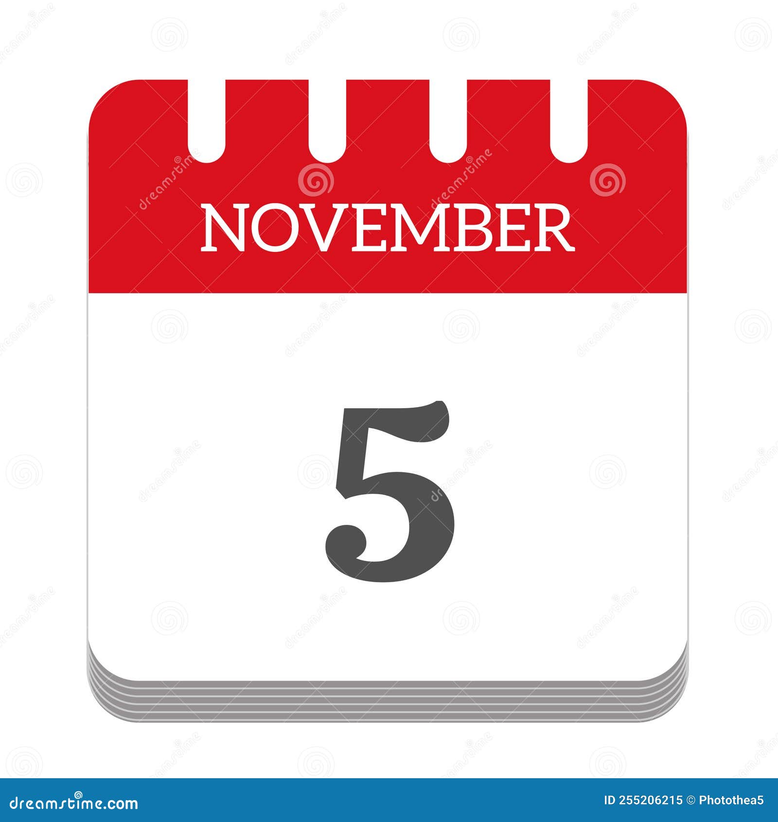November 5 Calendar Flat Icon Stock Illustration - Illustration of ...