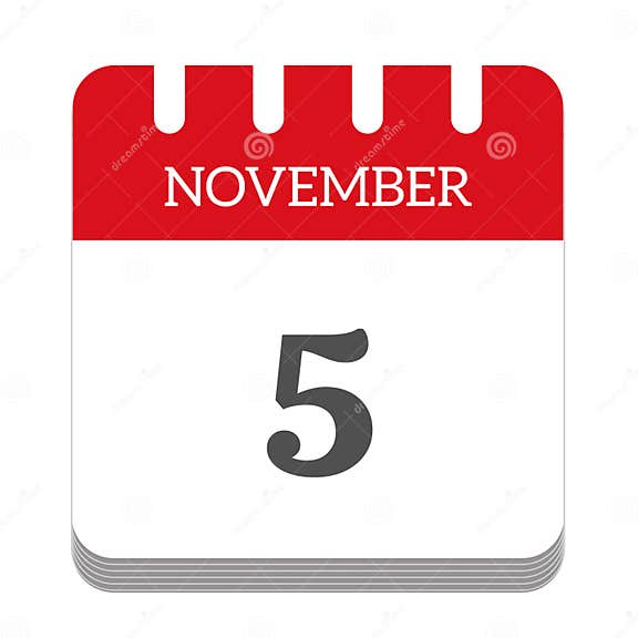 November 5 Calendar Flat Icon Stock Illustration - Illustration of ...