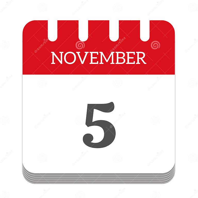 November 5 Calendar Flat Icon Stock Illustration - Illustration of ...
