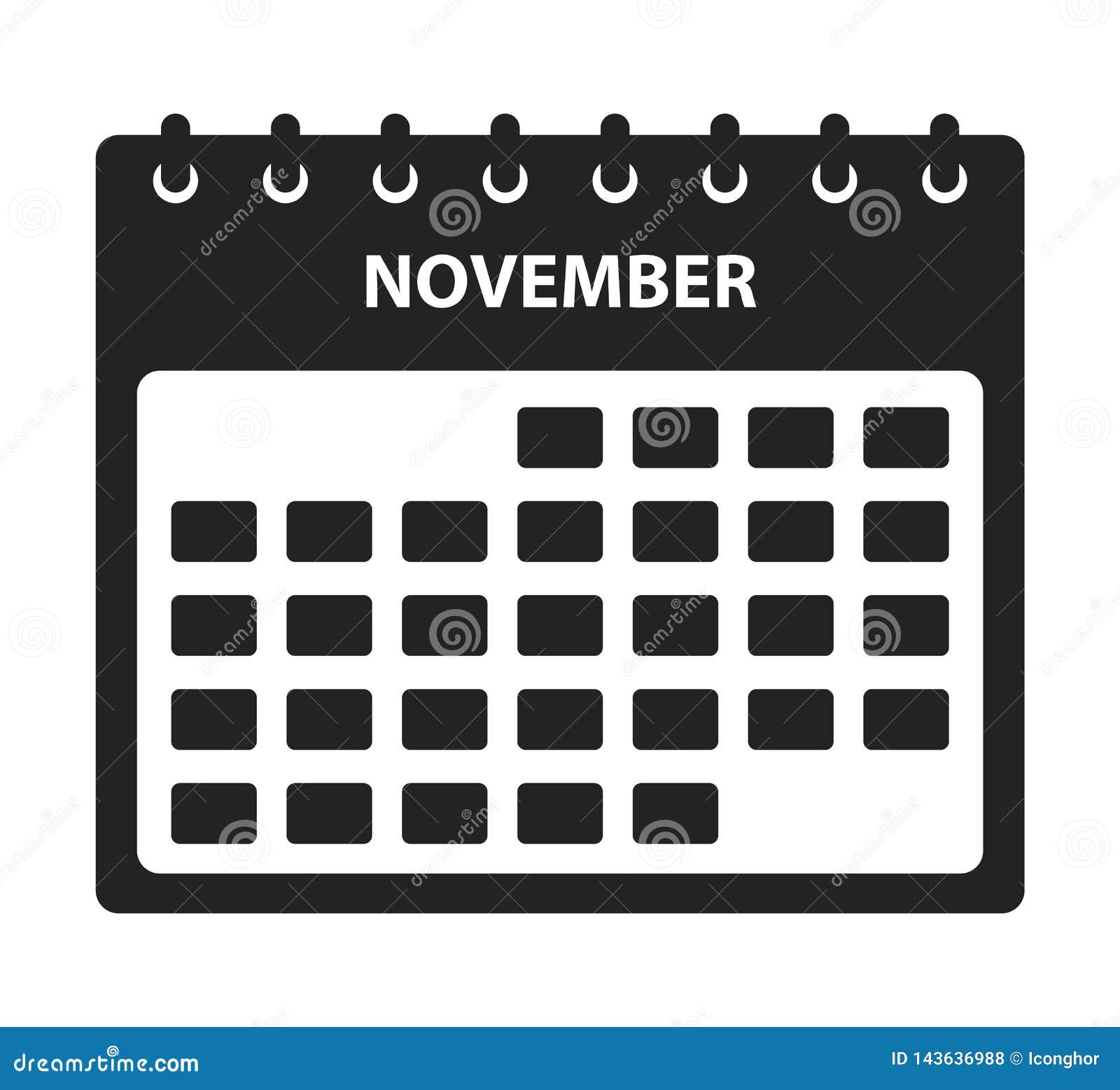 November Calendar Icon. stock vector. Illustration of vector - 143636988