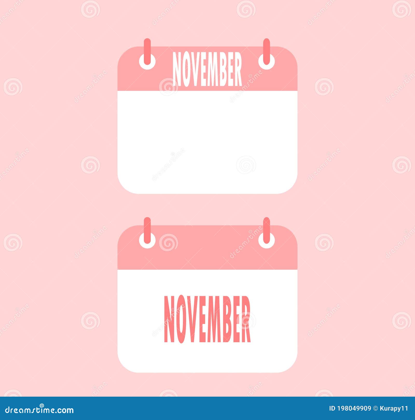 November Calendar Icon on Red Background.Two Flat Style Stock ...