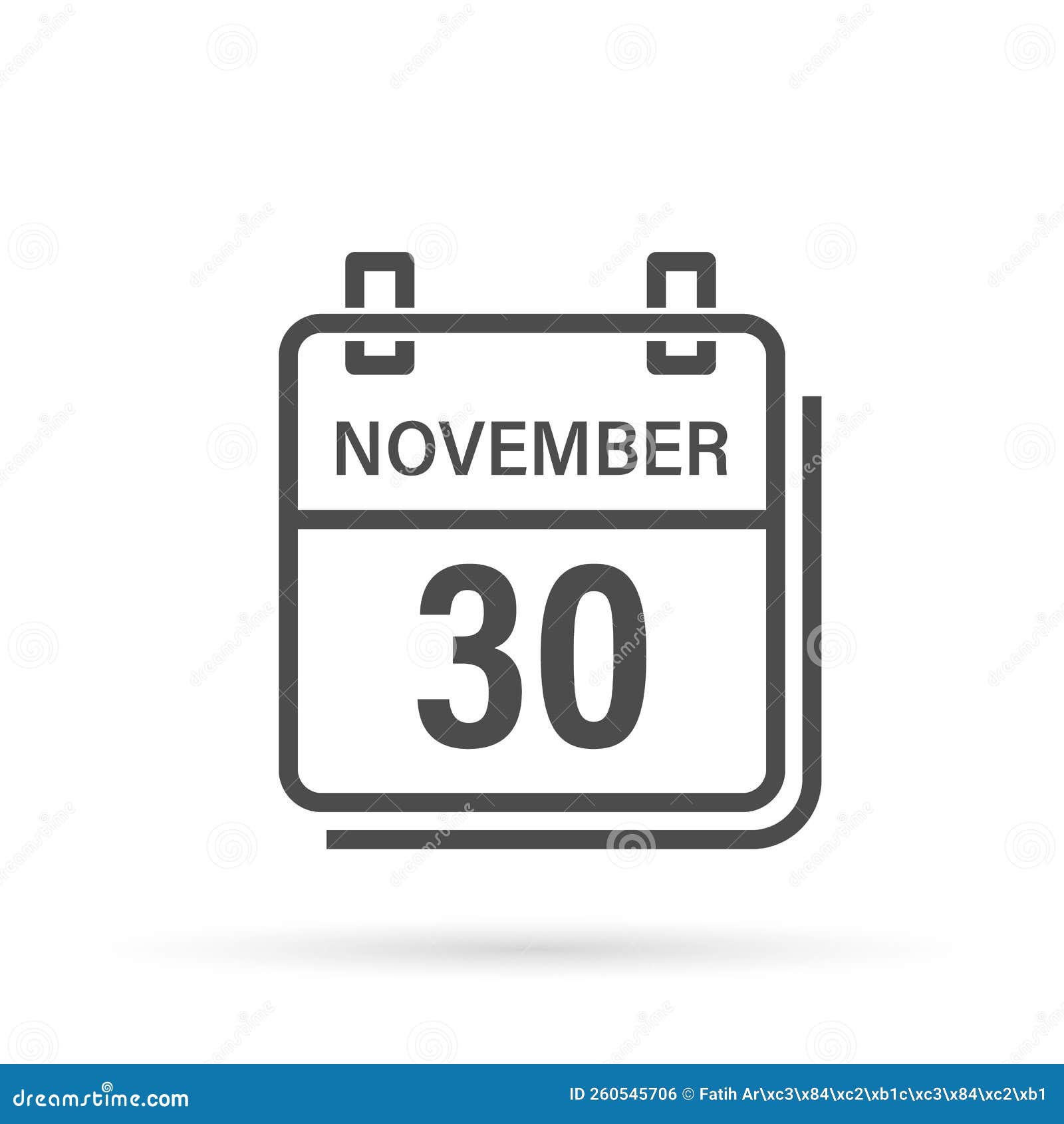 November 30, Calendar Icon with Shadow. Day, Month. Flat Vector ...