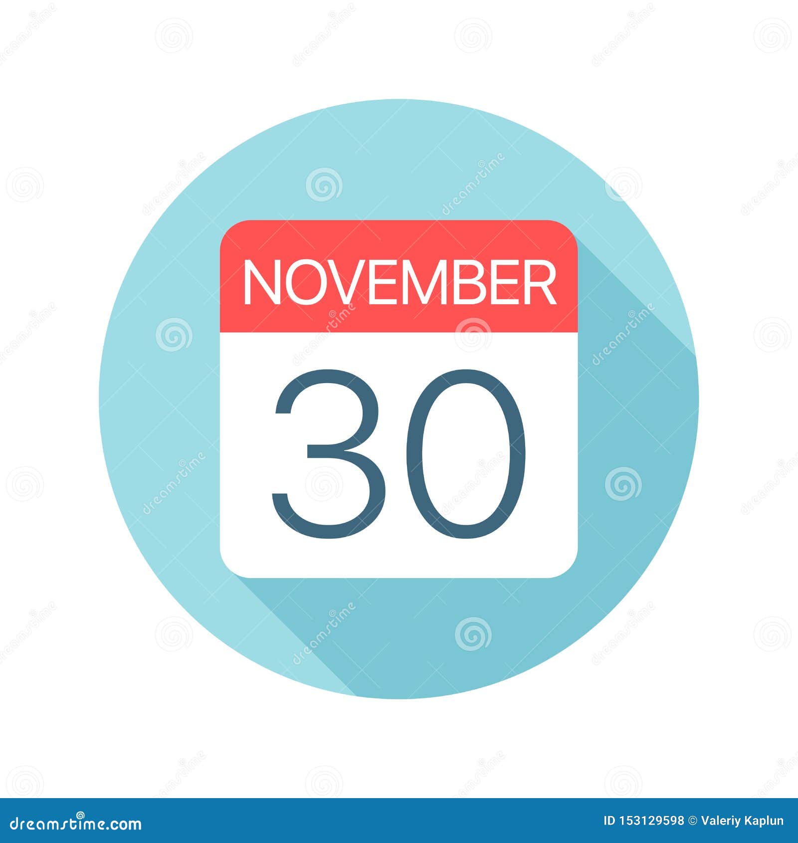 November 30 - Calendar Icon. Vector Illustration of One Day of Month ...