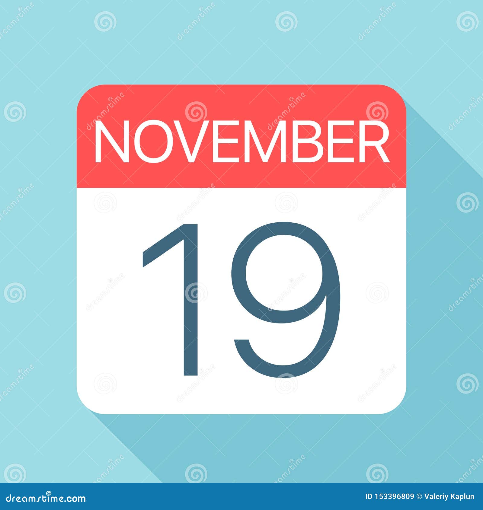 November 19 - Calendar Icon. Vector Illustration of One Day of Month ...