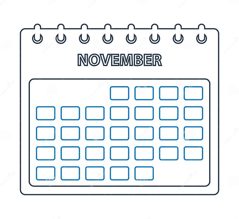 November Calendar Line Icon. Stock Vector - Illustration of page ...