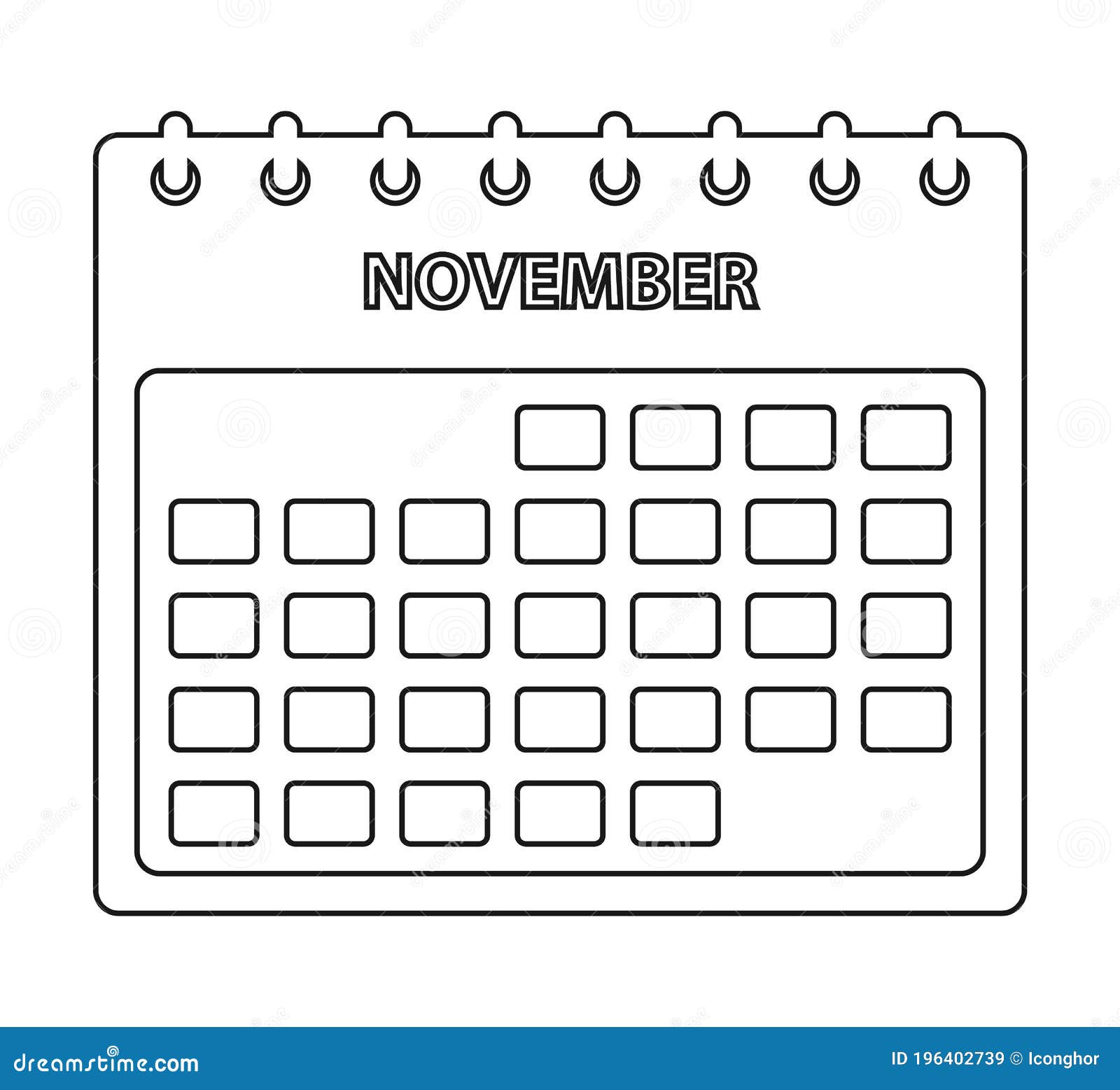 November Calendar Line Icon. Stock Vector - Illustration of line ...