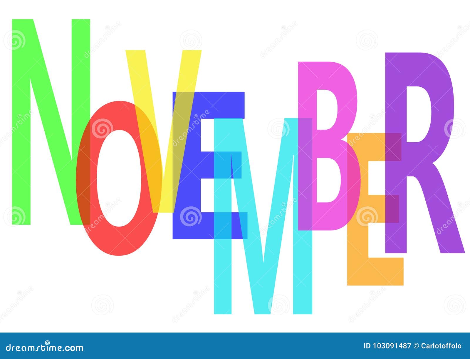 November with Colorful Letters Stock Vector - Illustration of year ...