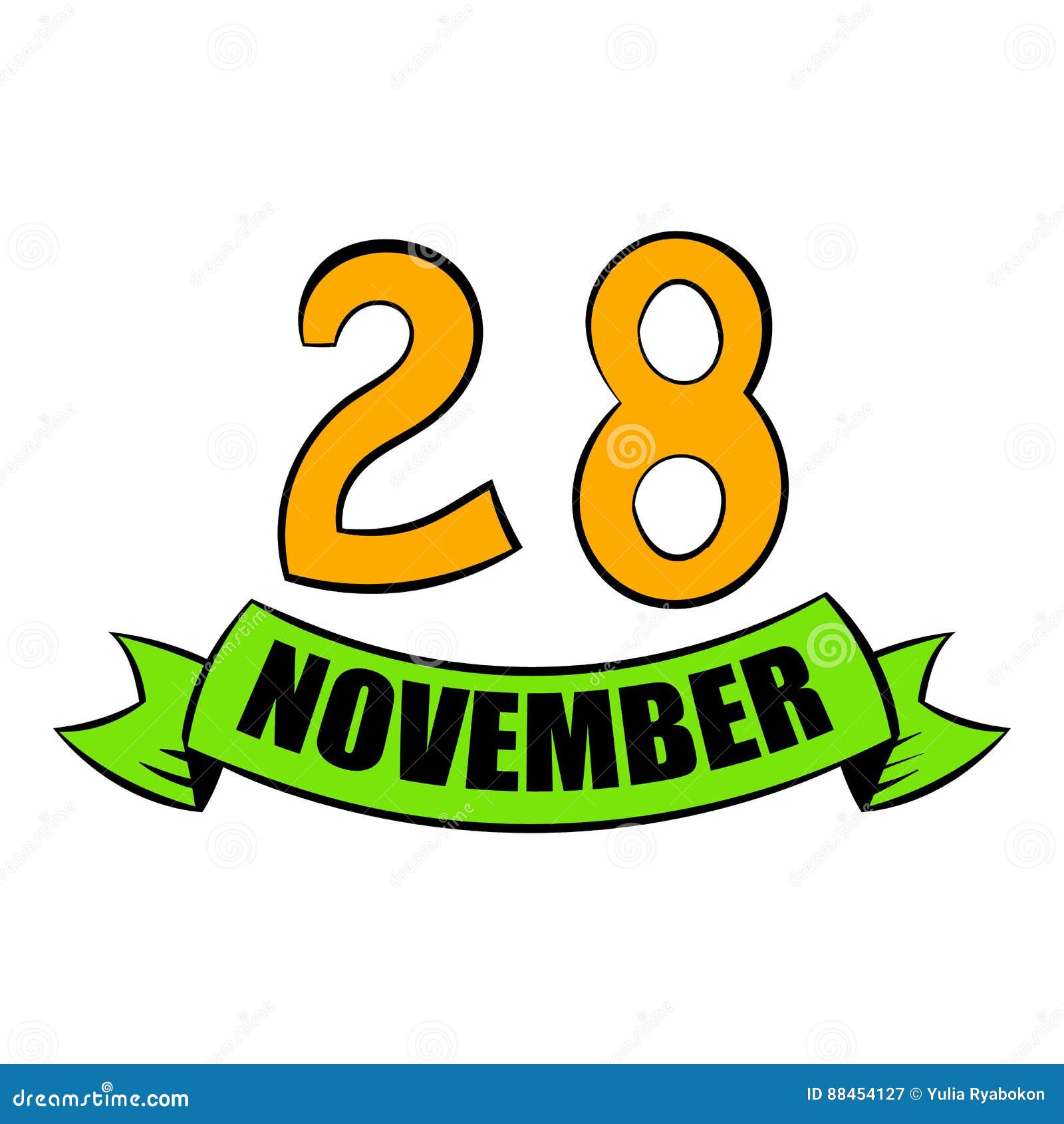 28 November Date Icon Cartoon Stock Vector - Illustration of concept ...