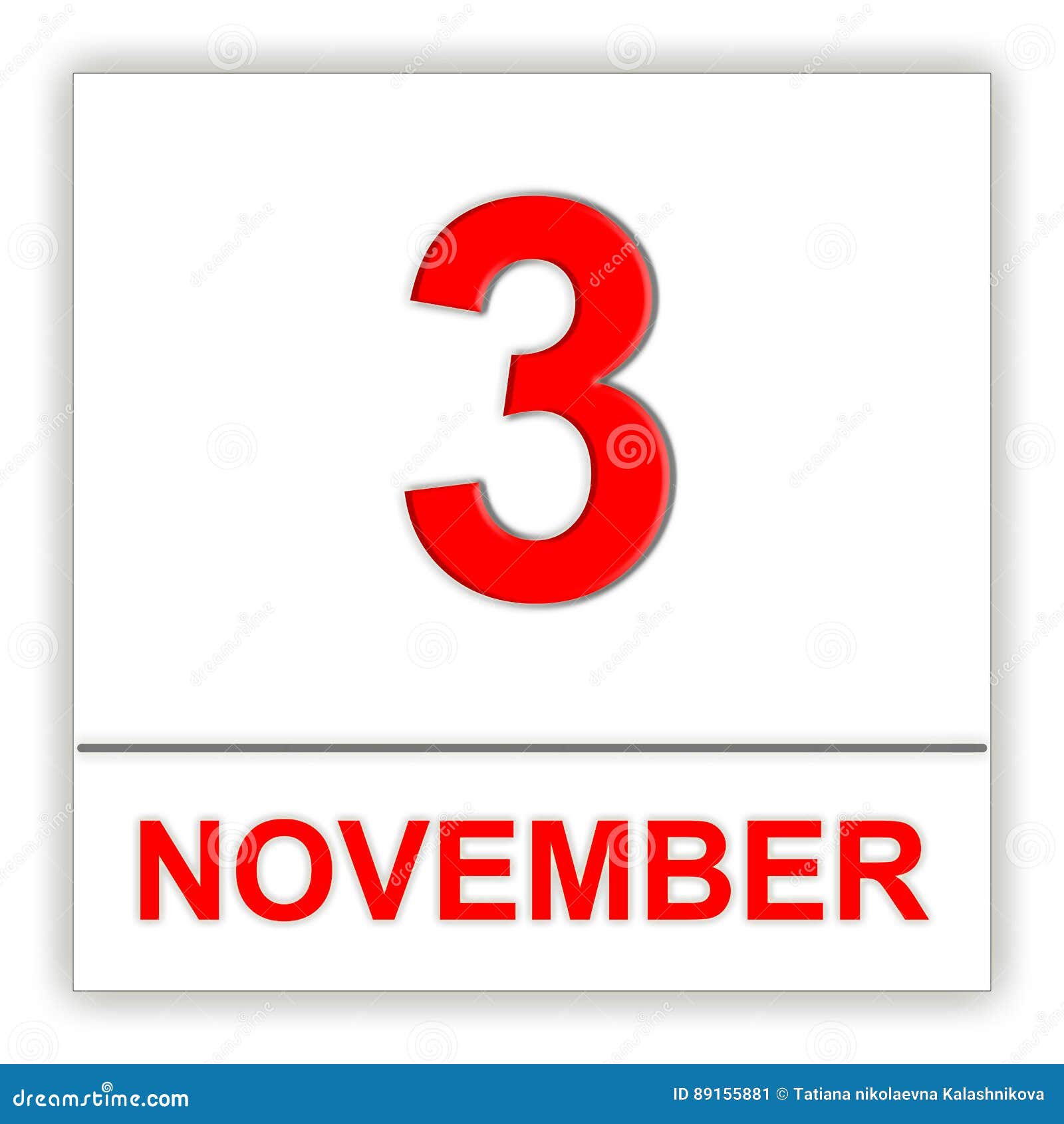 November 3. Day on the Calendar Stock Illustration - Illustration of ...