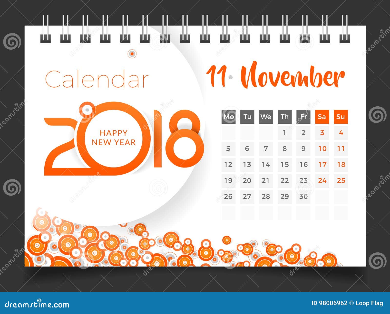 November 2018. Desk Calendar 2018 Stock Vector - Illustration of july ...