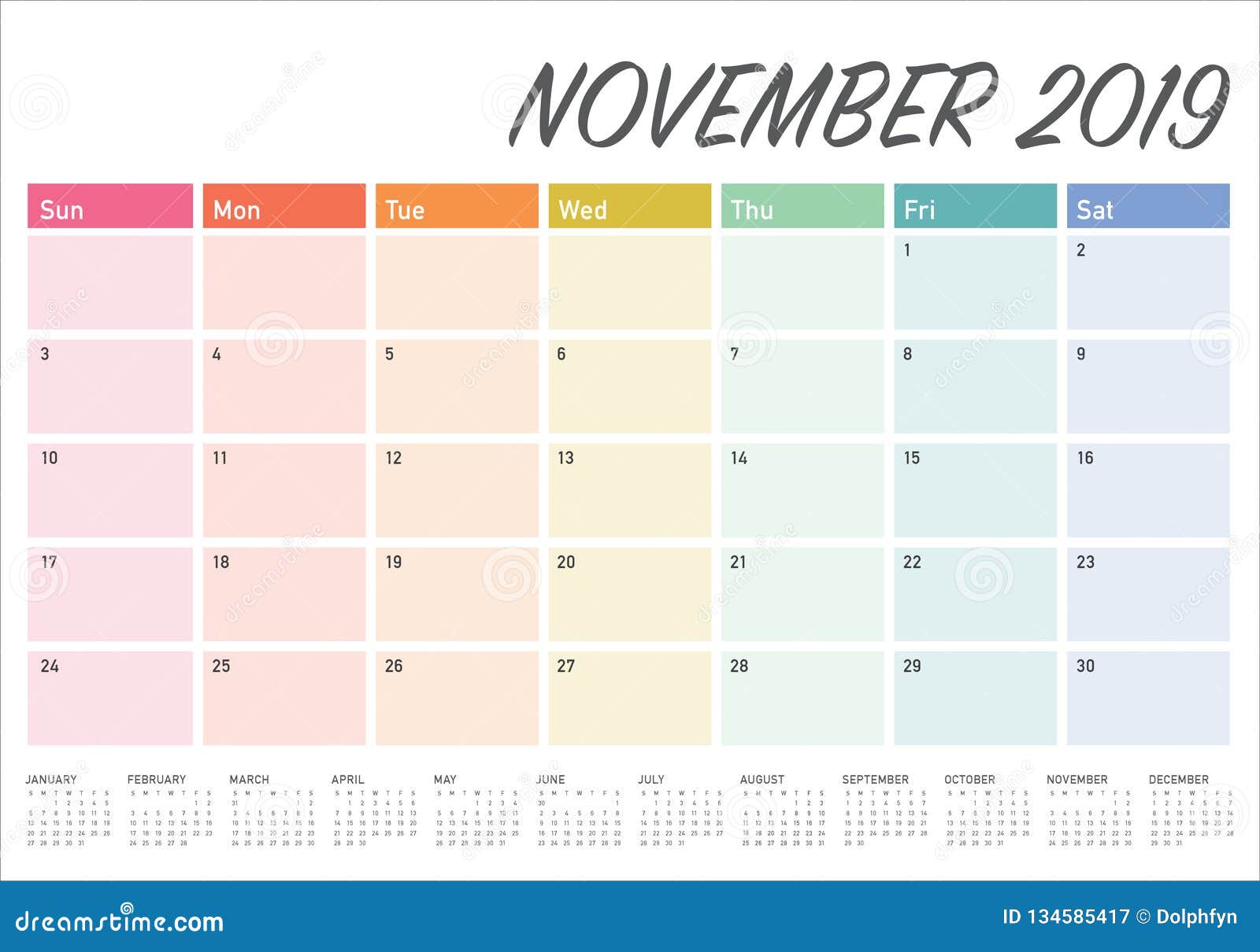 November 2019 Desk Calendar Vector Illustration Stock Vector ...