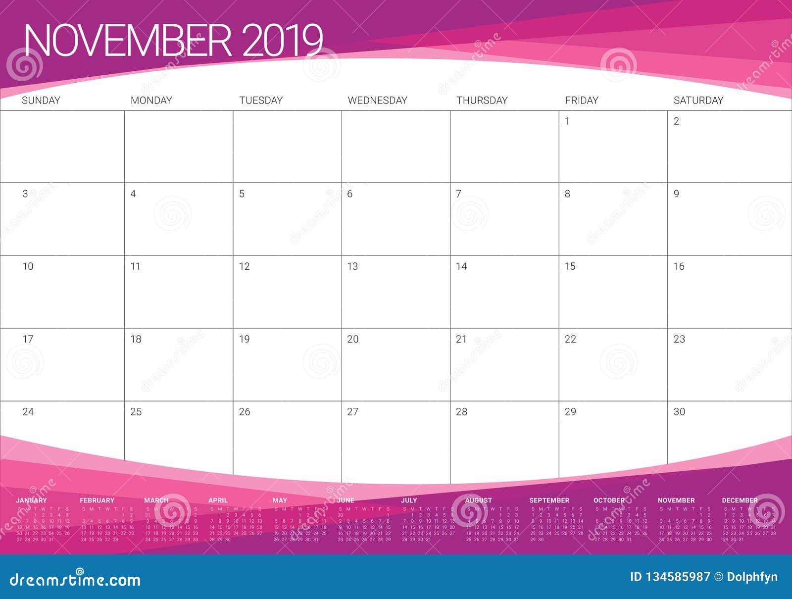 November 2019 Desk Calendar Vector Illustration Stock Vector ...
