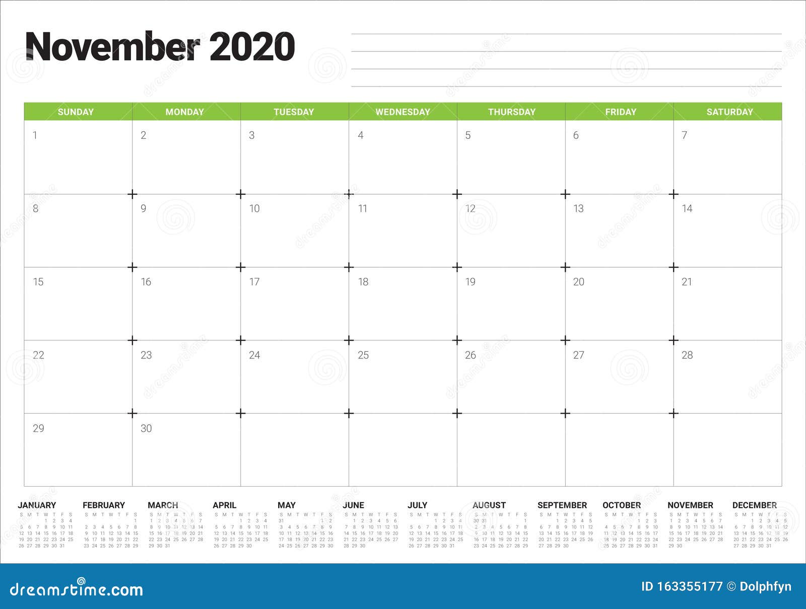 November 2020 Desk Calendar Vector Illustration Stock Vector ...