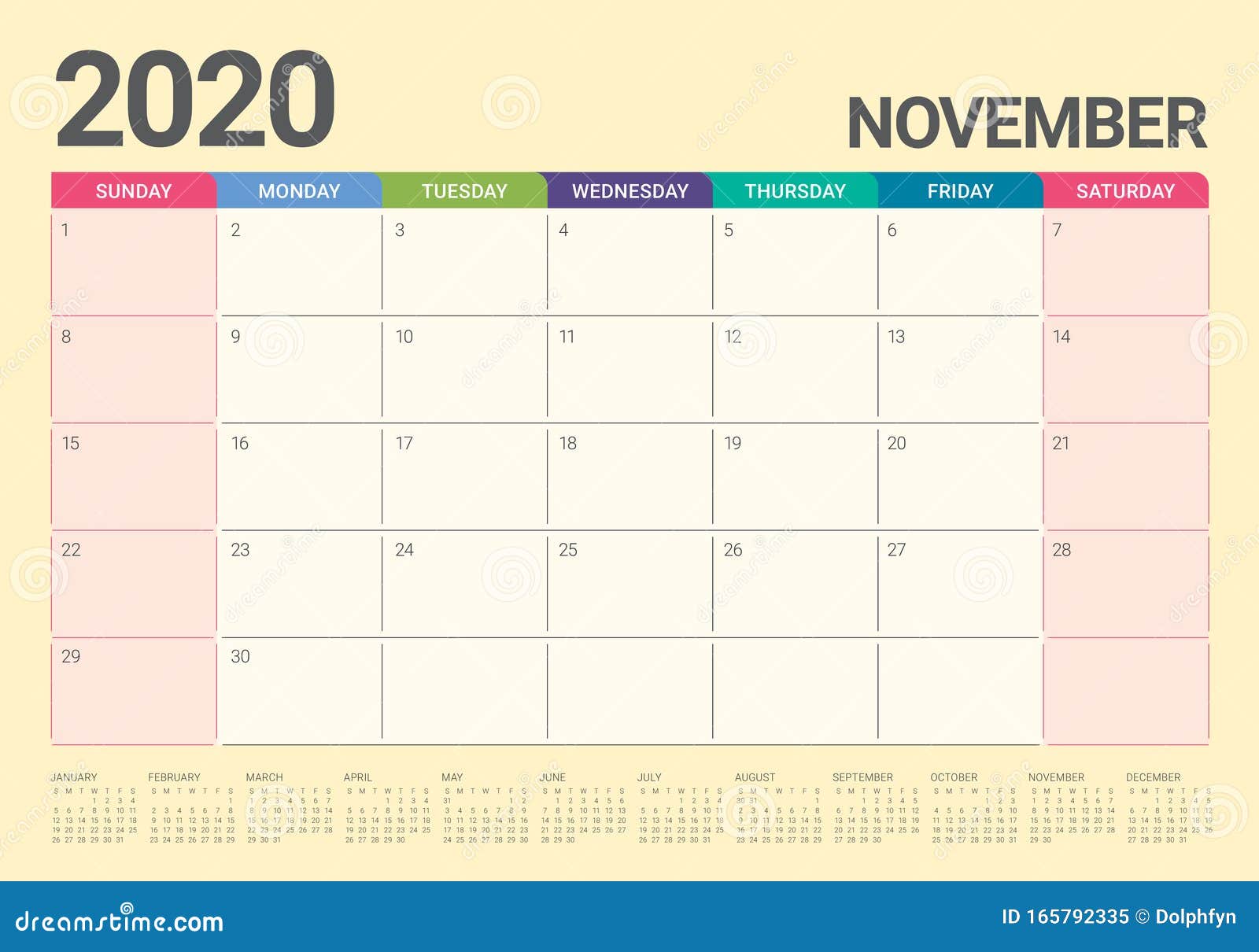 November 2020 Desk Calendar Vector Illustration Stock Vector ...