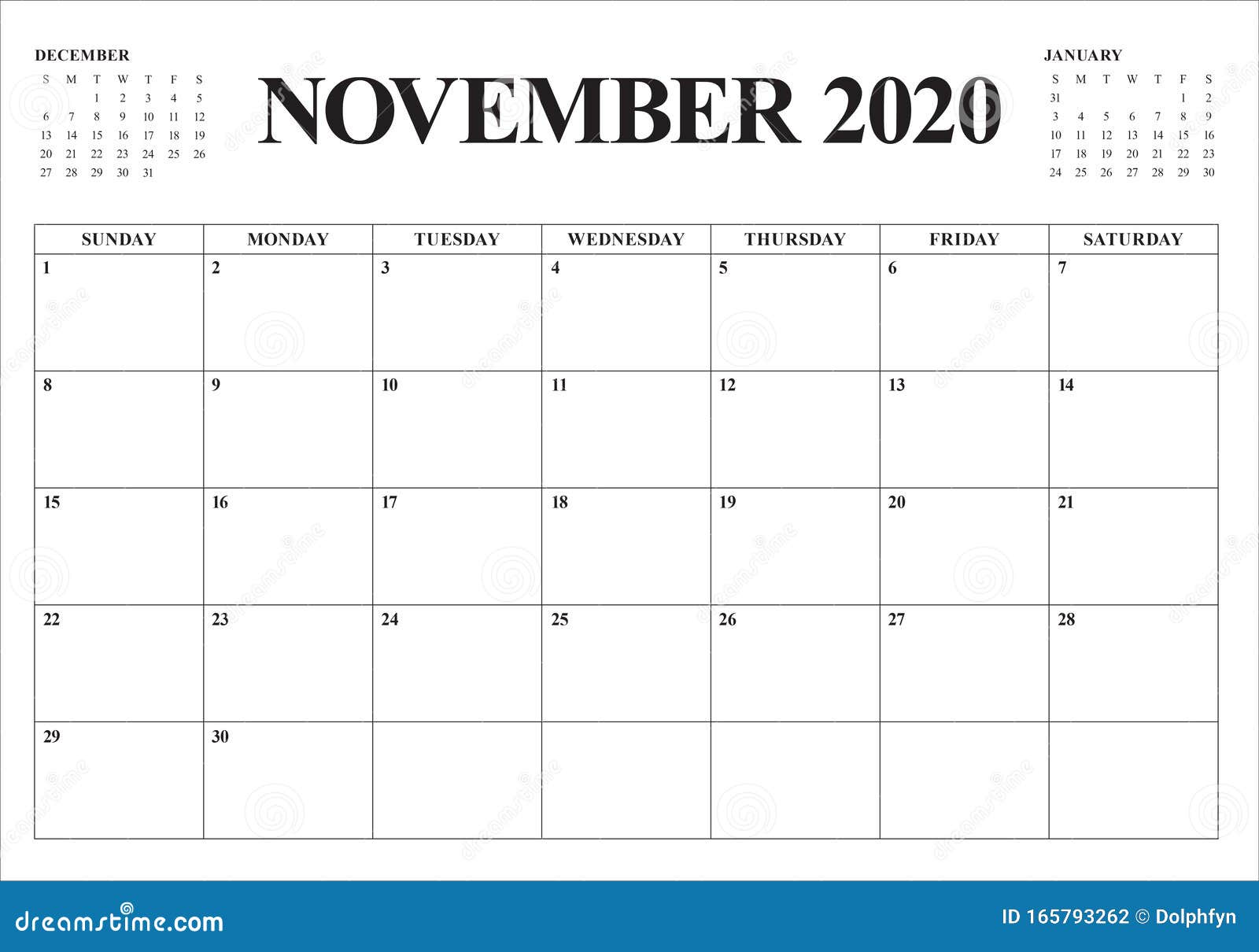 November 2020 Desk Calendar Vector Illustration Stock Vector ...