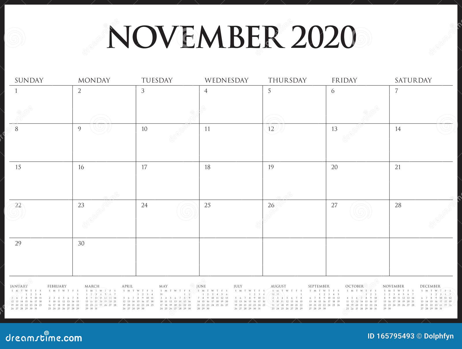 November 2020 Desk Calendar Vector Illustration Stock Vector ...