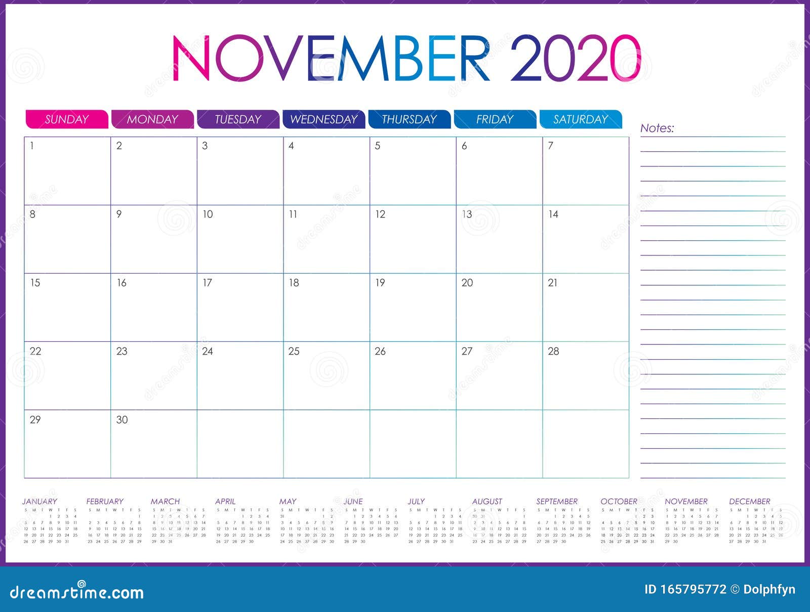 November 2020 Desk Calendar Vector Illustration Stock Vector ...