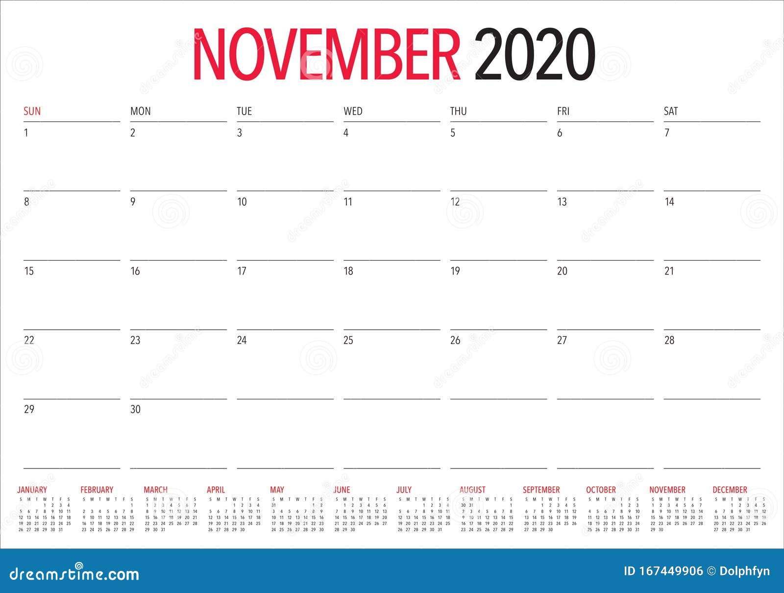 November 2020 Desk Calendar Vector Illustration Stock Vector ...