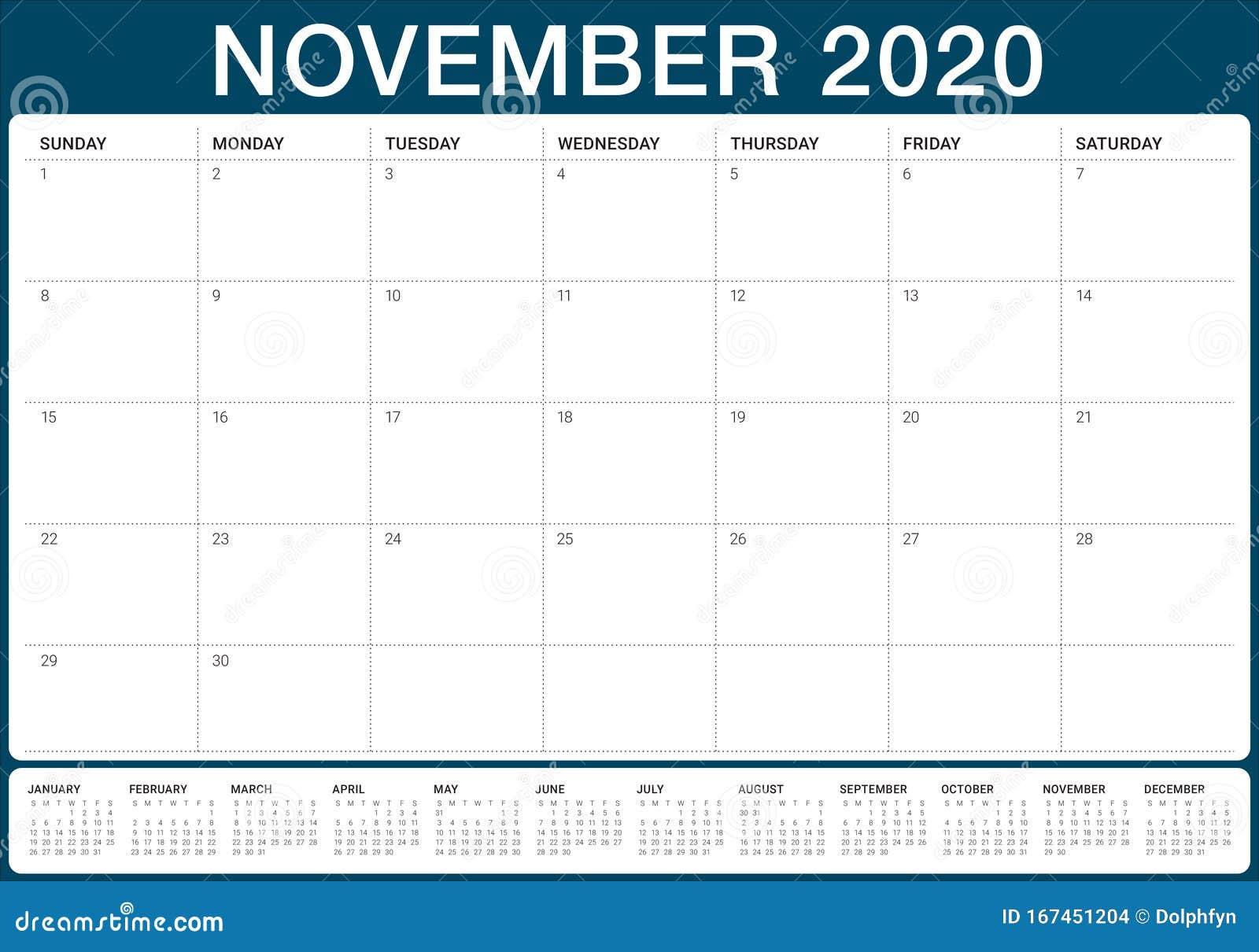 November 2020 Desk Calendar Vector Illustration Stock Vector ...