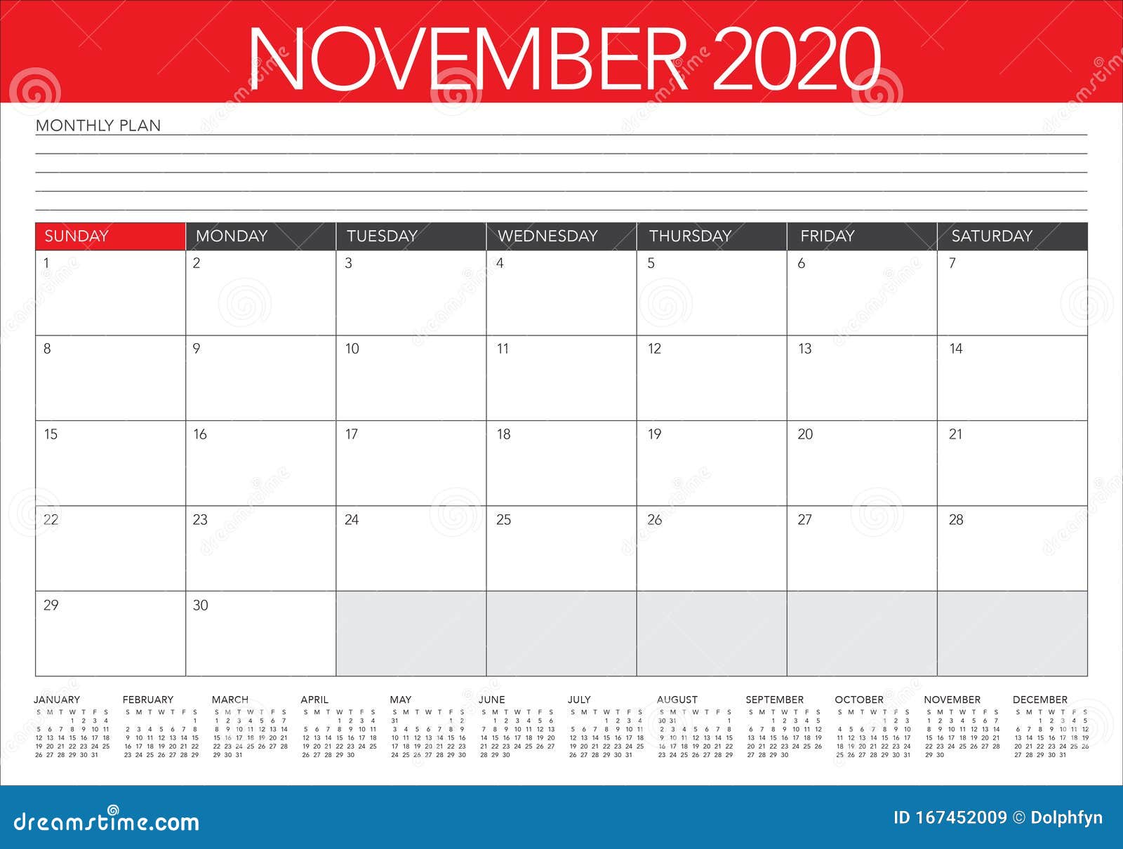 November 2020 Desk Calendar Vector Illustration Stock Vector ...