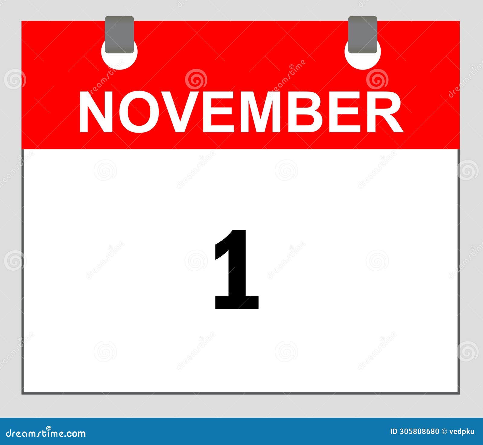 November First, Calendar Icon Red and White, Calendar Vector, Date Icon ...
