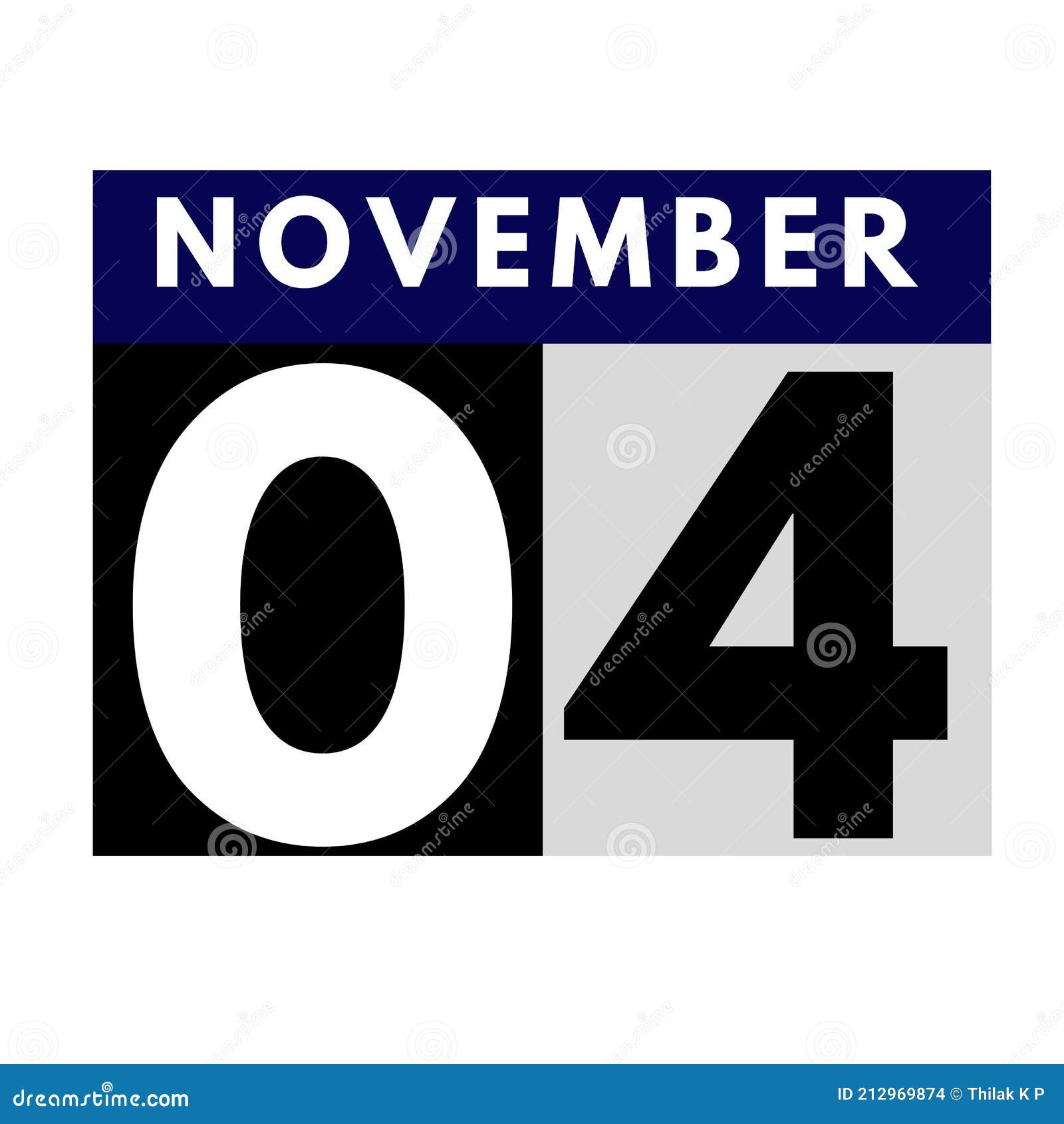 November 4 . Flat daily Calendar Icon .date ,day, Month Stock ...