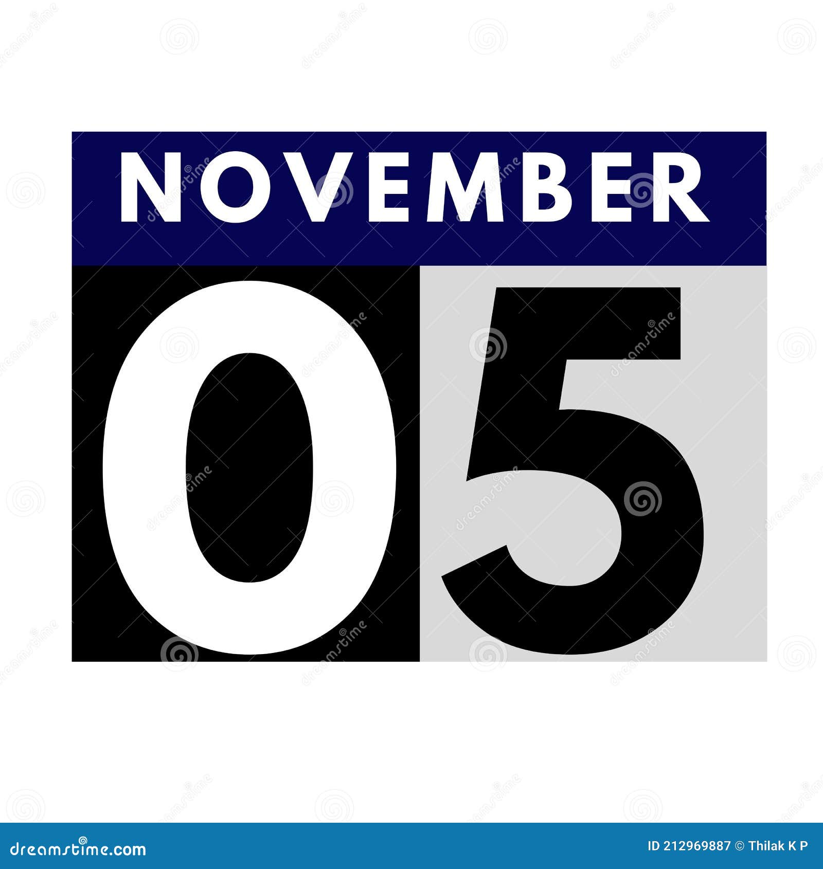 November 5 . Flat daily Calendar Icon .date ,day, Month Stock ...