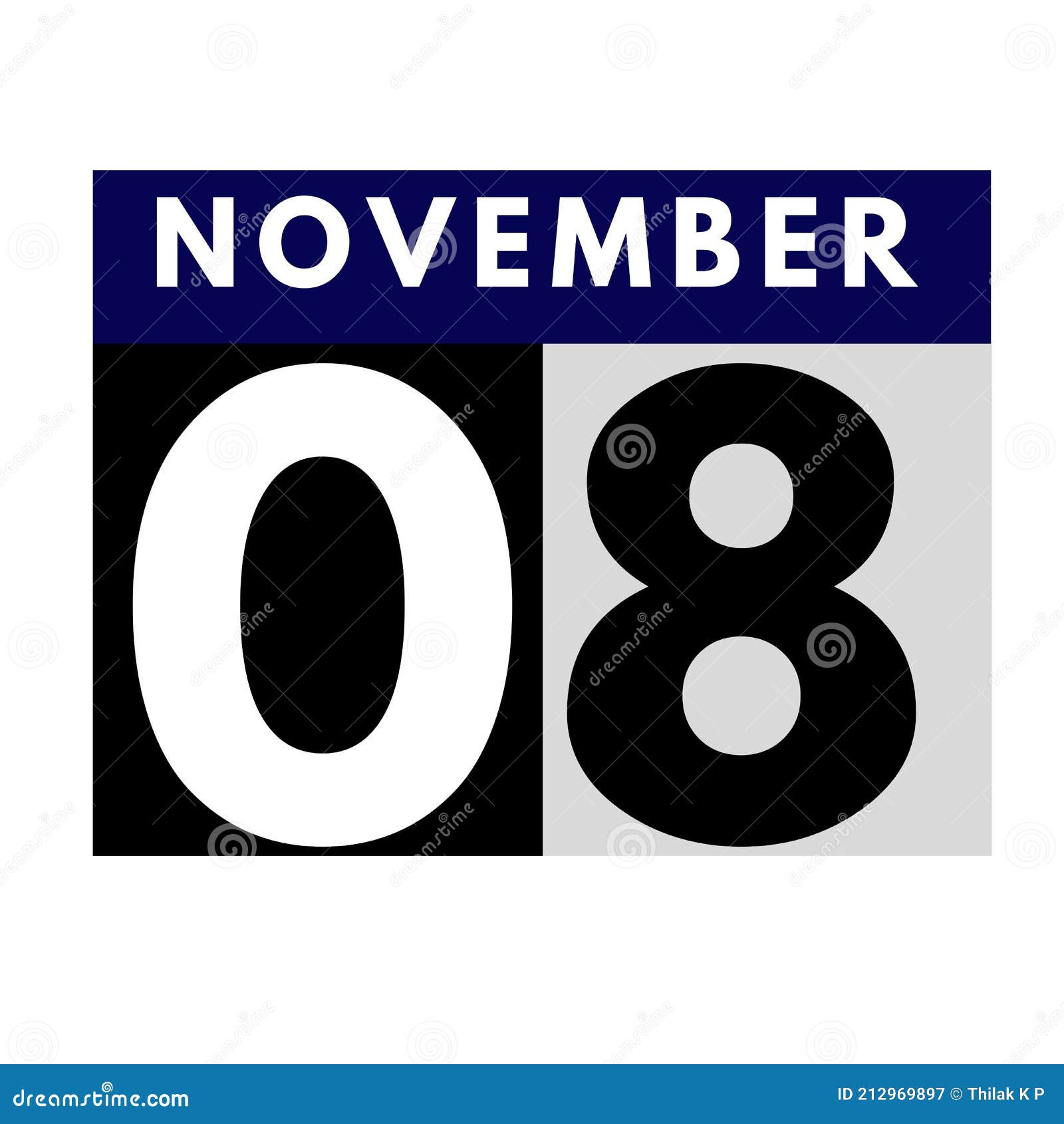 November 8 . Flat daily Calendar Icon .date ,day, Month Stock ...