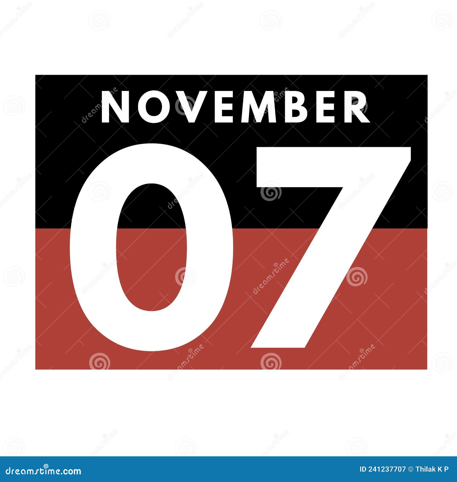 November 7 . Flat daily Calendar Icon .date ,day, Month Stock ...