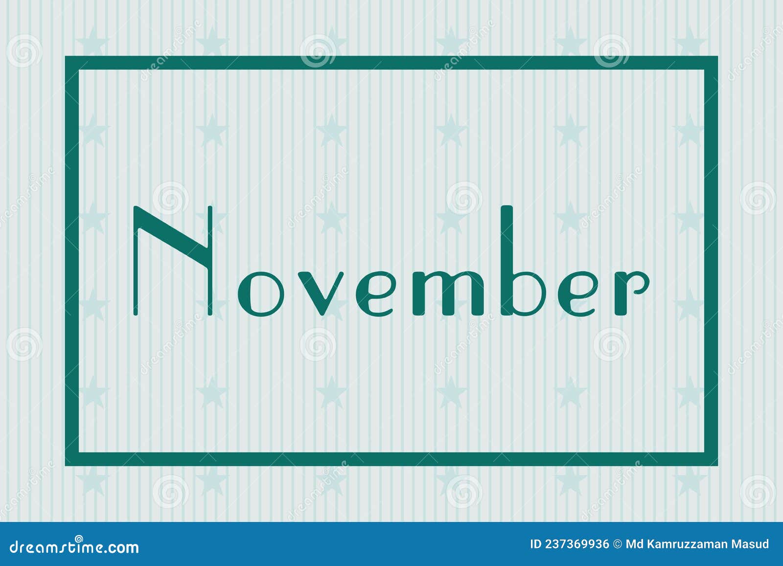 November in Frame on White Background with Stars Pattern Design. Stock ...