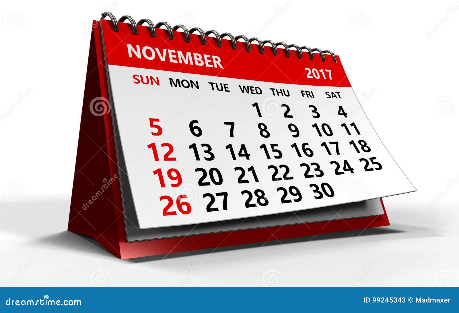 November 2017 Kalender stockbild. Bild von kalender, anmerkung - 99245343