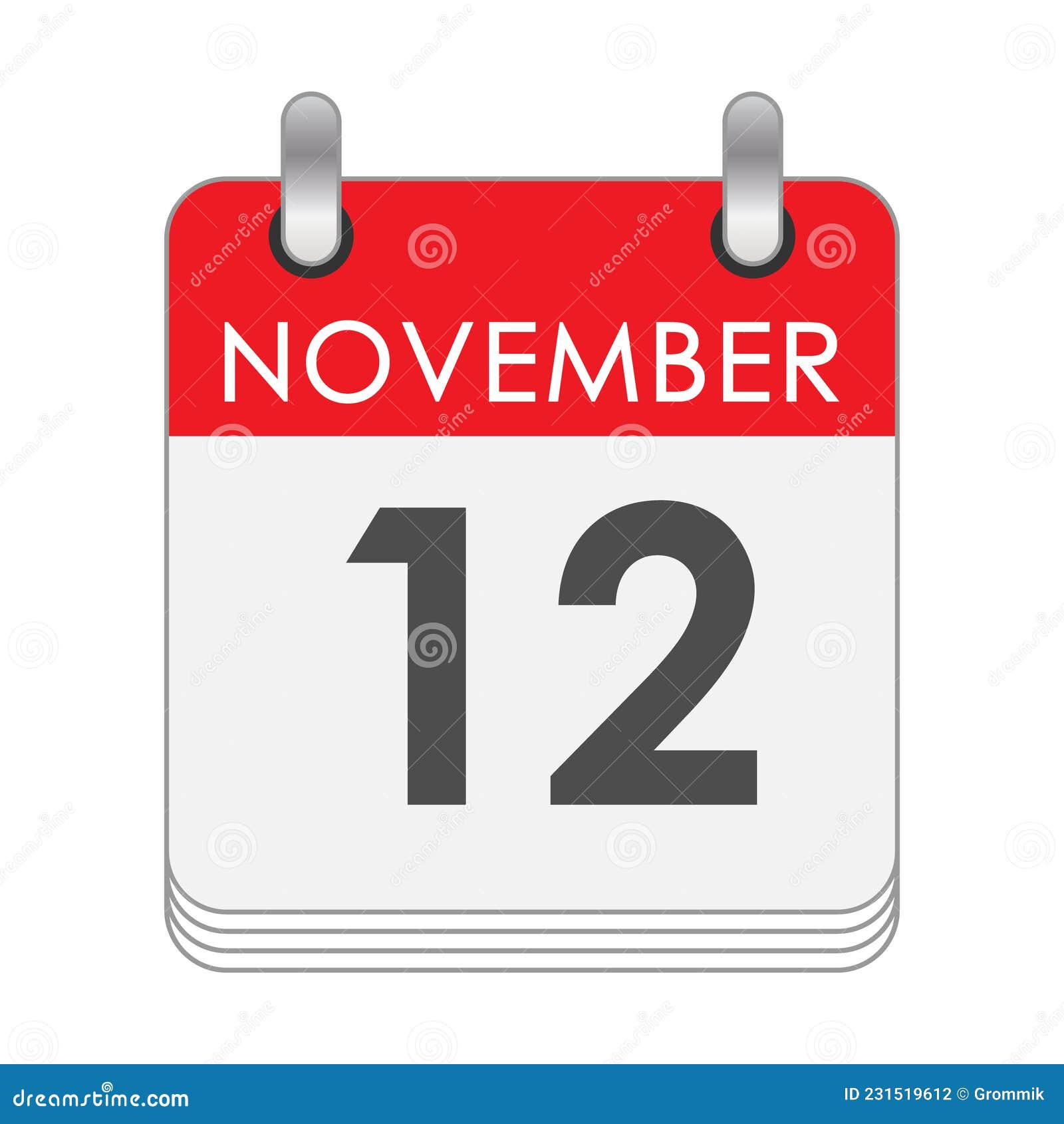 November 12. a Leaf of the Flip Calendar with the Date of November 12 ...
