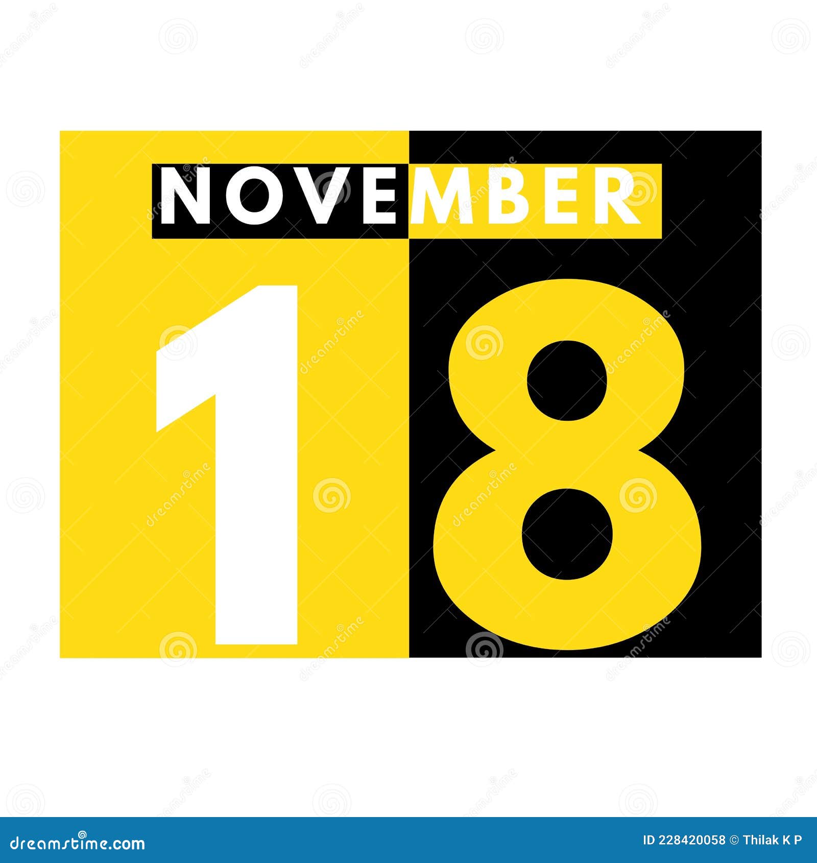November 18 . Modern daily Calendar Icon .date ,day, Month Stock ...