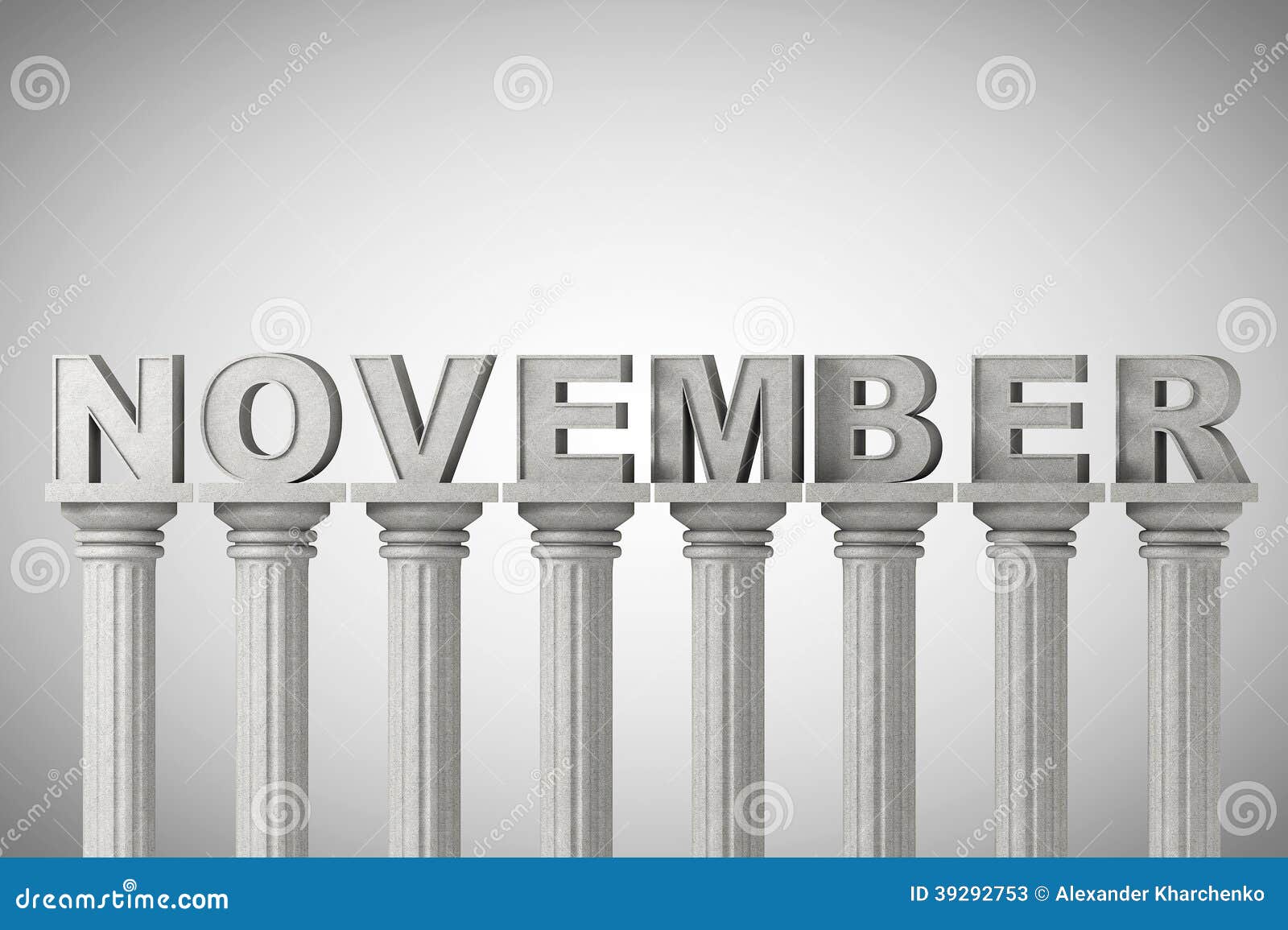 November Month Sign on a Classic Columns Stock Illustration ...