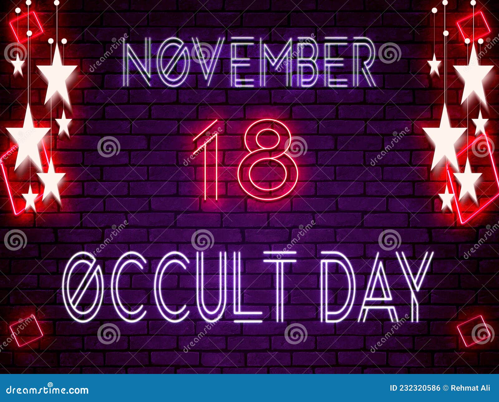 18 November, Occult Day, Neon Text Effect on Bricks Background Stock ...