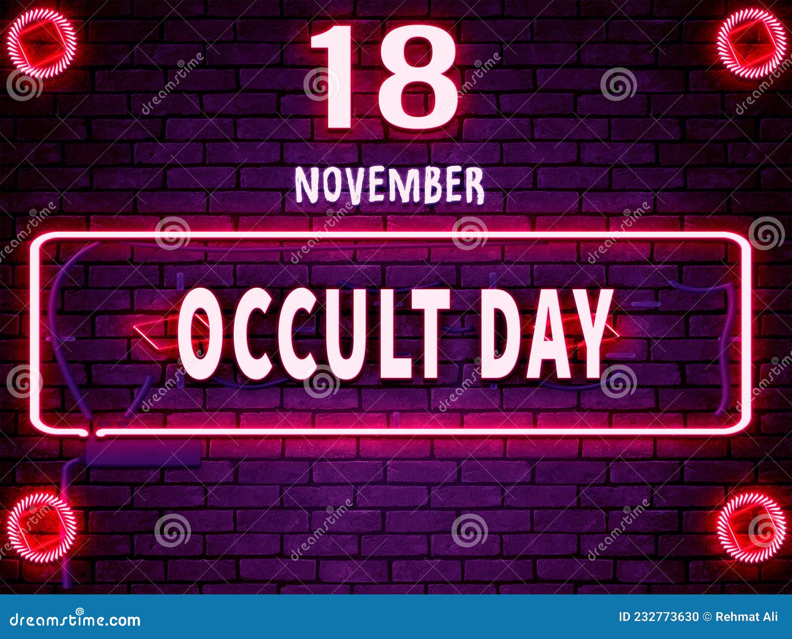 18 November, Occult Day, Neon Text Effect on Bricks Background Stock ...