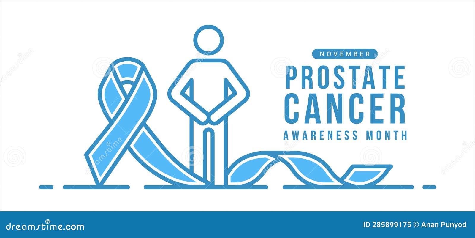 November Prostate Cancer Awareness Month Text And Line Blue Human