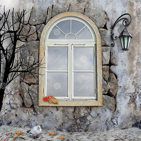 November scene with window stock image. Image of lamp - 17167707