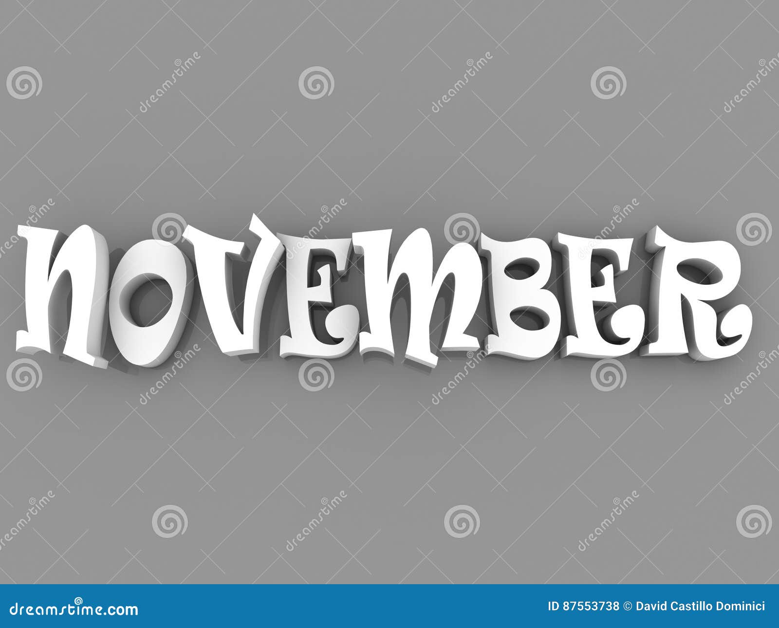 November Sign with Colour Black and White. 3d Paper Illustration. Stock ...
