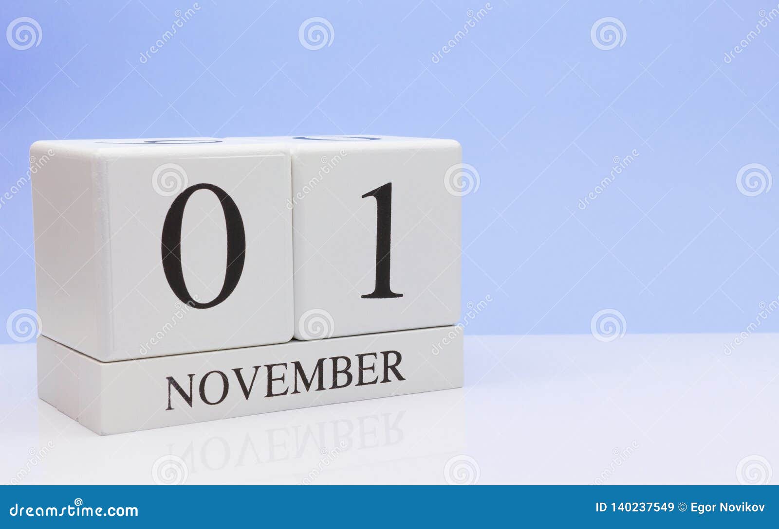 November 01st. Day 1 of Month, daily Calendar on White Table with ...
