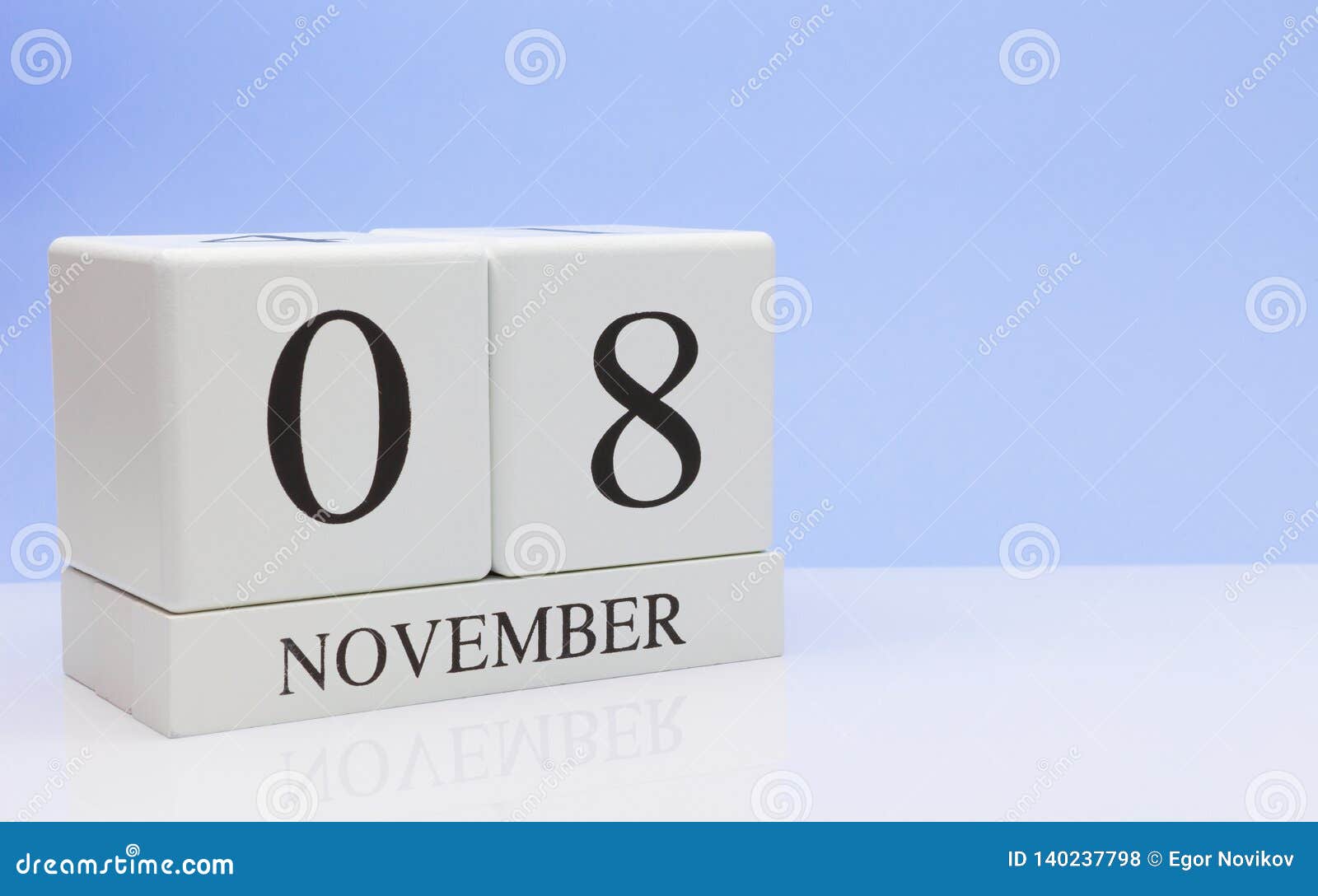 November 08st. Day 8 of Month, daily Calendar on White Table with ...