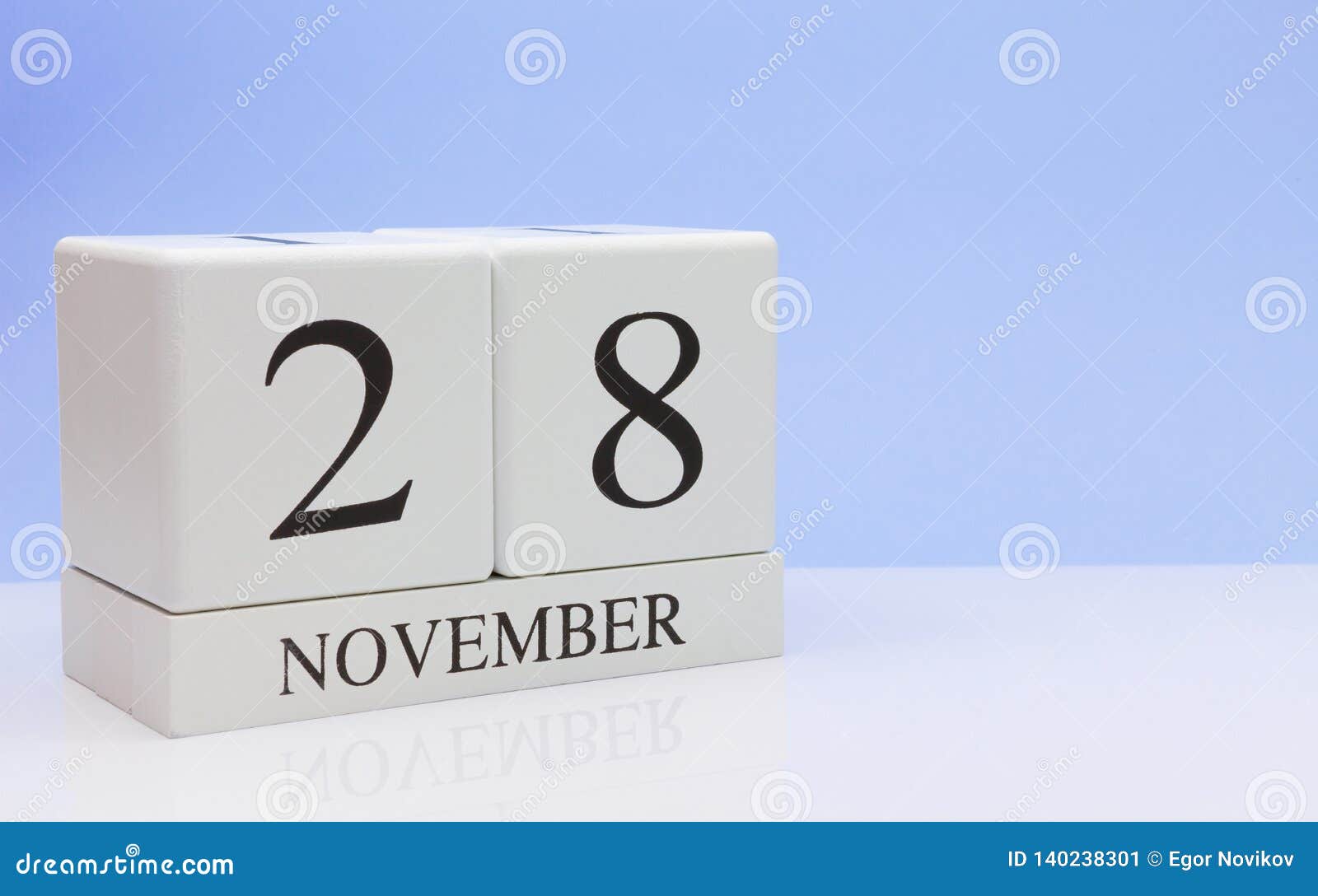November 28st. Day 28 of Month, daily Calendar on White Table with ...