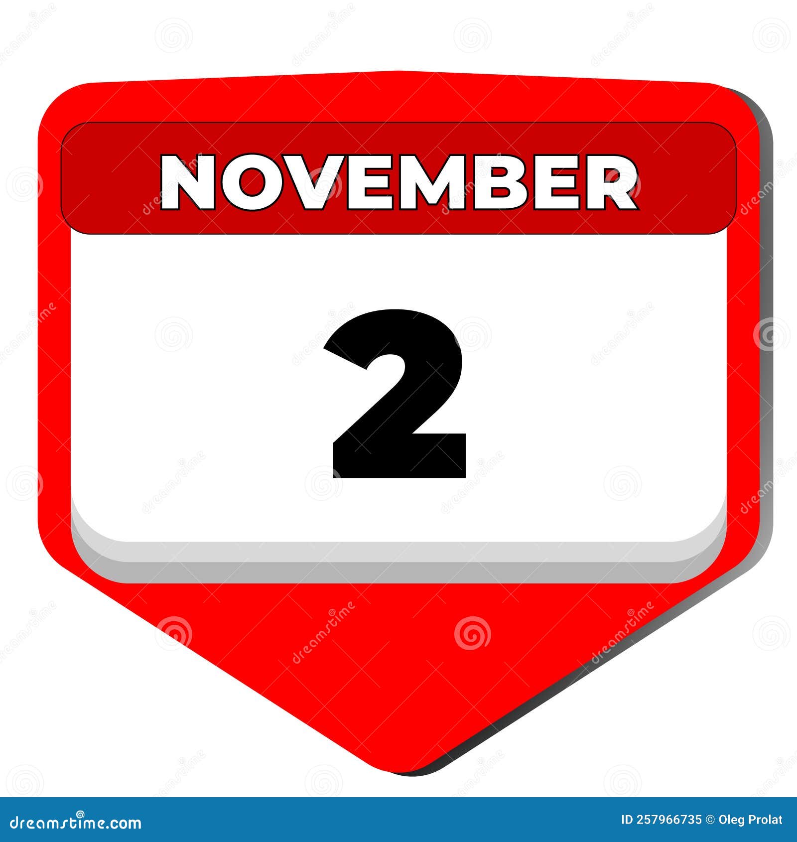 2 November Vector Icon Calendar Day. 2 Date of November. Second Day of ...