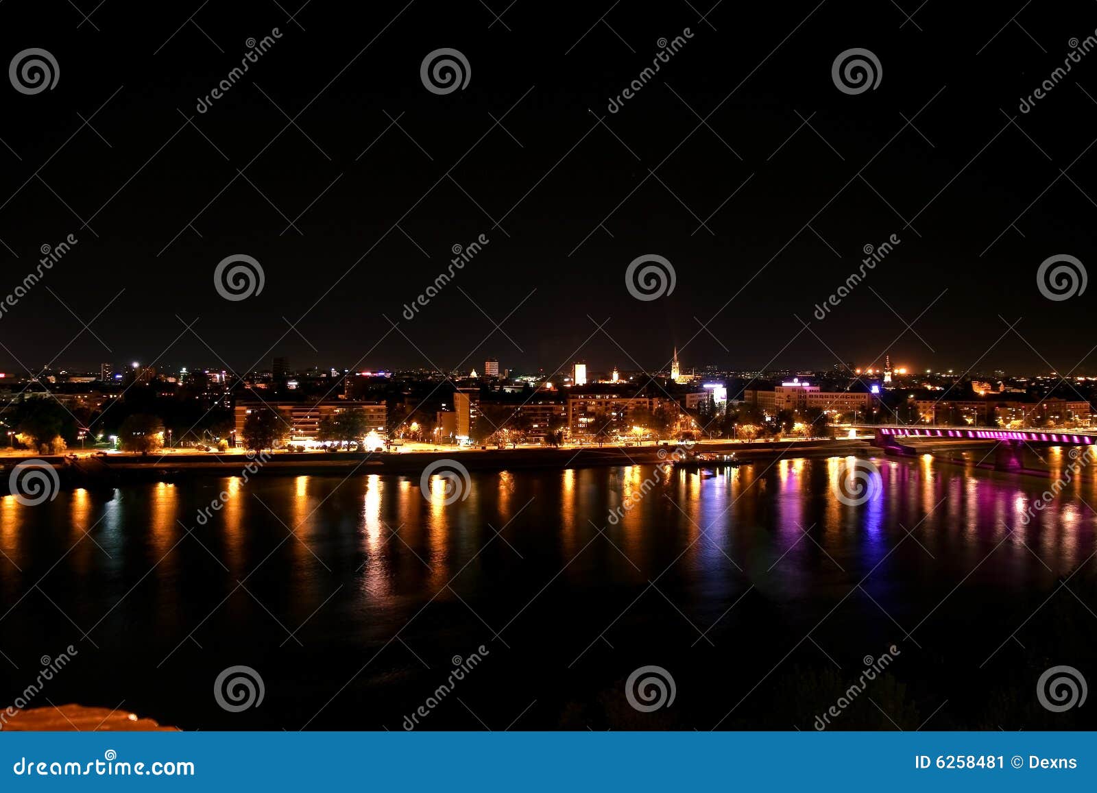 Novi Sad by night 2 stock image. Image of surface, danube - 6258481