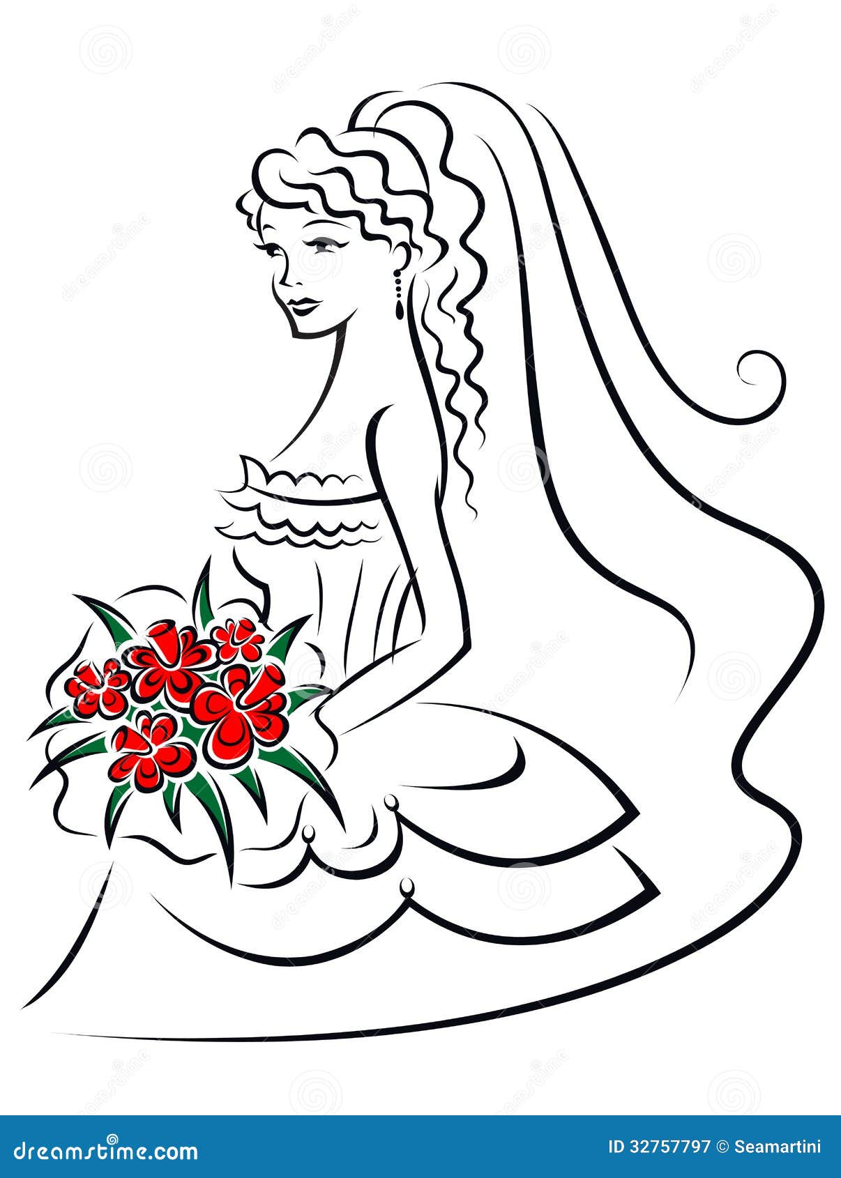 Novia hermosa ilustración del vector. Ilustración de belleza - 32757797