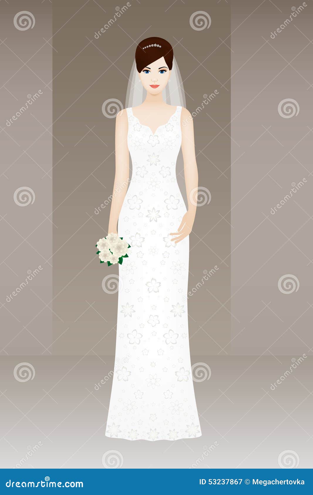 Novia hermosa con el ramo ilustración del vector. Ilustración de rosa ...