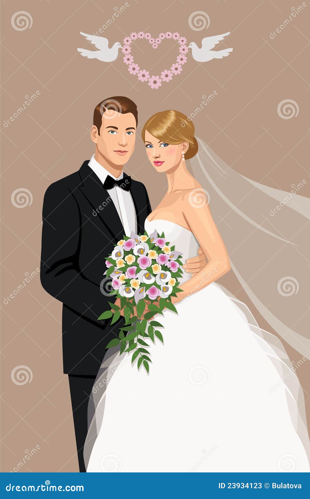 Novia y novio ilustración del vector. Ilustración de flor - 23934123