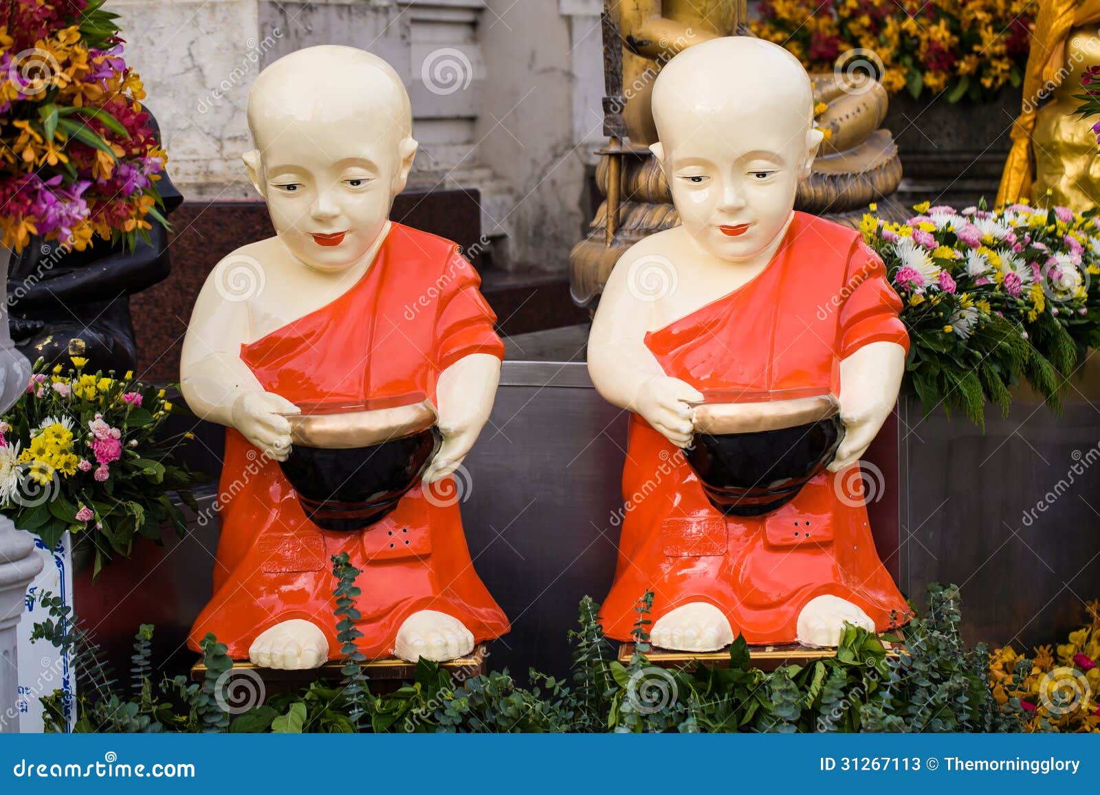 Novice Monk Puppet with Arm Bowl Stock Image - Image of religion ...