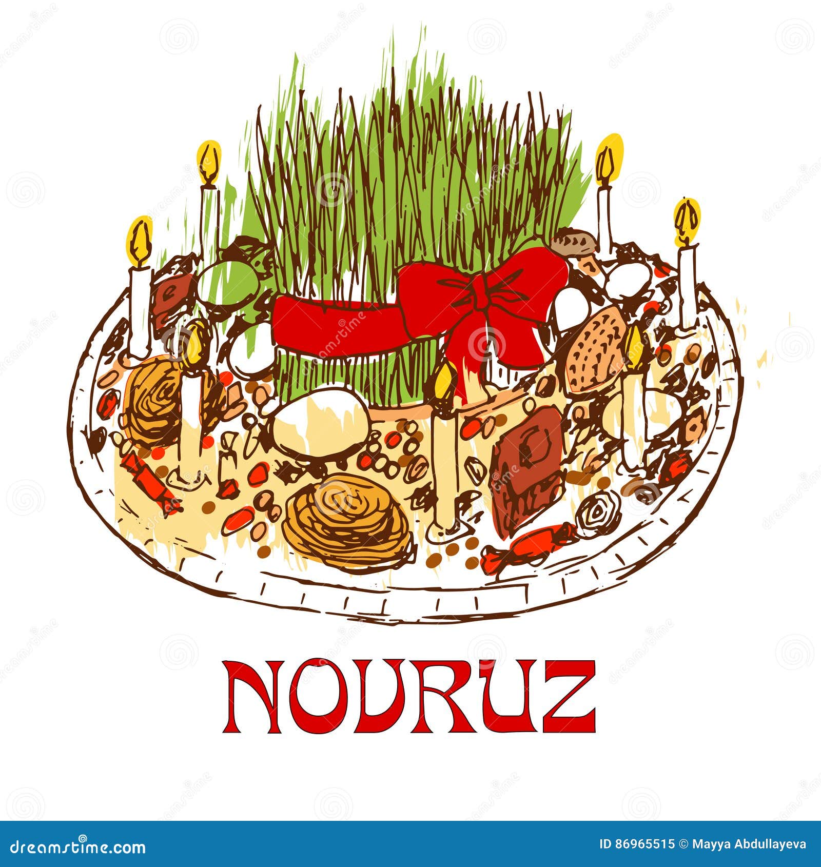 Novruz Tray With Sweets And Candles. Cartoon Vector | CartoonDealer.com ...