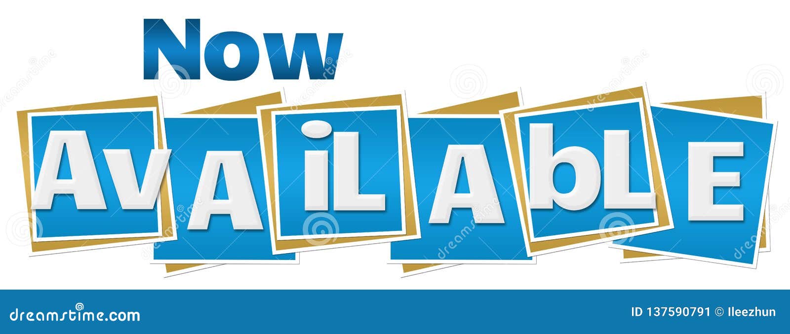 Now Available Blue Blocks Text Stock Illustration - Illustration of ...